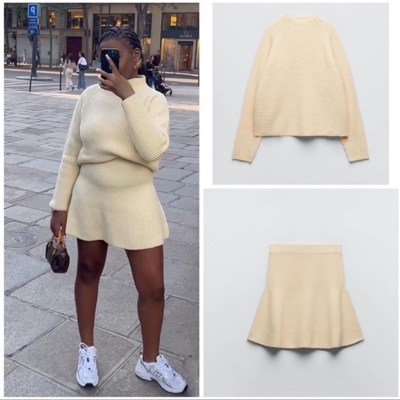 Zara | Sweaters | Zara 2 Piece Wool Blend High Collar And Skirt | Poshmark
